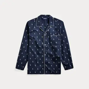 Ralph Lauren Polo Pony Pajama Shirt - Navy/cream