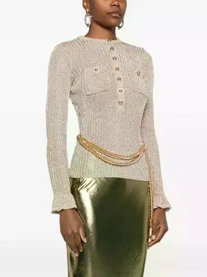 SELF-PORTRAIT Ribbed-knit Lurex Jumper