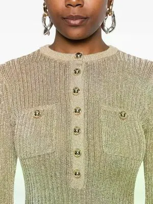 SELF-PORTRAIT Ribbed-knit Lurex Jumper