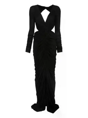 Rick Owens Cut-out Ruched Gown - Black