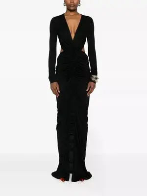 Rick Owens Cut-out Ruched Gown - Black