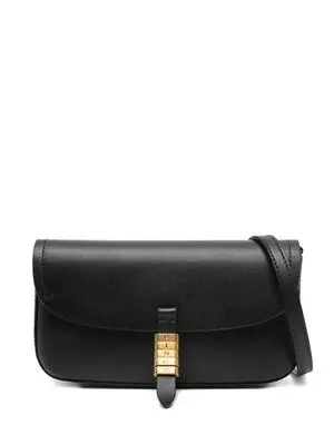 Pinko Leather Medium Crossbody Bag With Gold Tone Clasp - Black