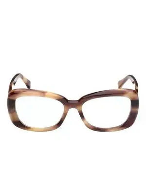 Max Mara Geometric Tortoiseshell Frame Eyeglasses - Brown