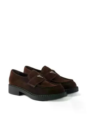Prada Suede Loafers With Triangle Logo