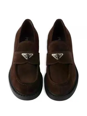 Prada Suede Loafers With Triangle Logo