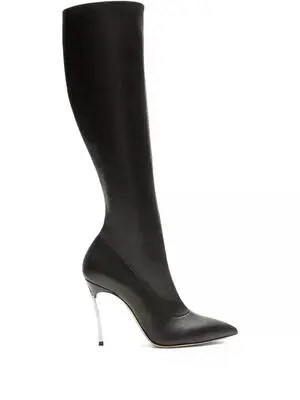 Casadei 100mm Blade Knee High Boots - Black