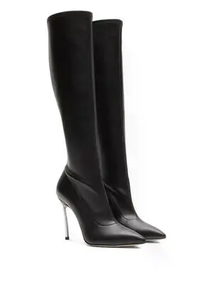 Casadei 100mm Blade Knee High Boots - Black
