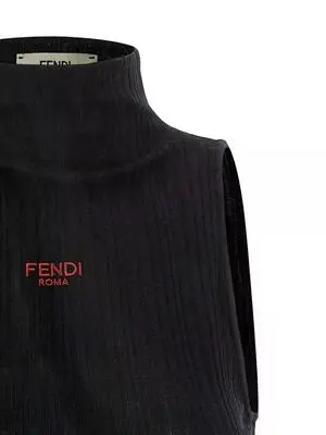 Fendi Ruffled High-neck Top - Black