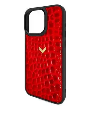 VELANTE Crocodile-texture Iphone 16 Pro Phone Case - Red