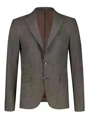PAUL ZEIST Checked Single-breasted Blazer - Brown