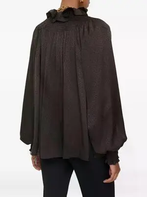 Burberry Geometric-pattern Ruffled Blouse - Brown