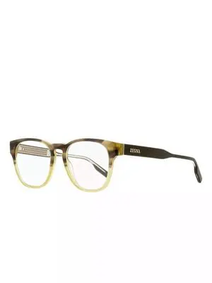 Zegna Keyhole Square Frame Glasses - Brown