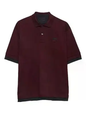 Prada Triangle-logo Ribbed-knit Polo Shirt