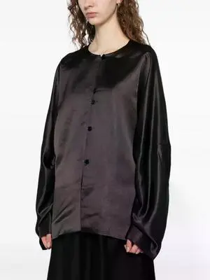 YEAREAST Crew Neck Blouse With Front Fastening