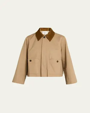 FRAME Cropped Cotton Gabardine Trench Coat