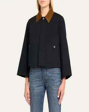 FRAME Cropped Cotton Gabardine Trench Coat