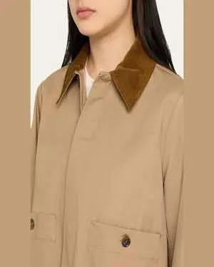 FRAME Cropped Cotton Gabardine Trench Coat