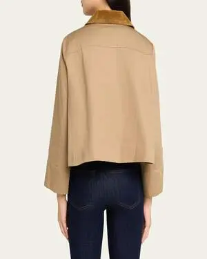 FRAME Cropped Cotton Gabardine Trench Coat