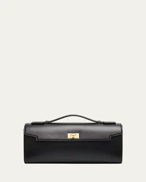 ANYA HINDMARCH Mortimer Boxy Leather Clutch Bag - Black