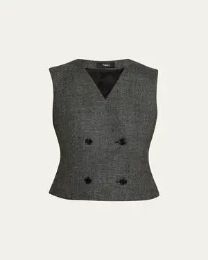 Theory Wool Suiting Vest - Pepper Multi