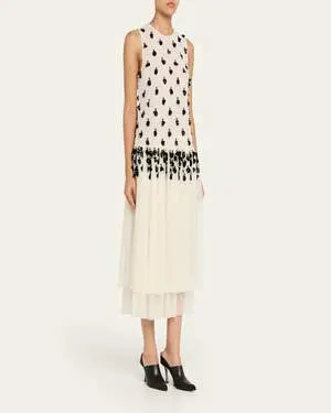 DIOTIMA Embellished Sleeveless Tiered Midi Dress