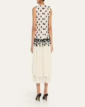 DIOTIMA Embellished Sleeveless Tiered Midi Dress