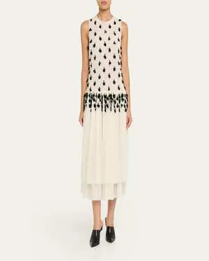 DIOTIMA Embellished Sleeveless Tiered Midi Dress