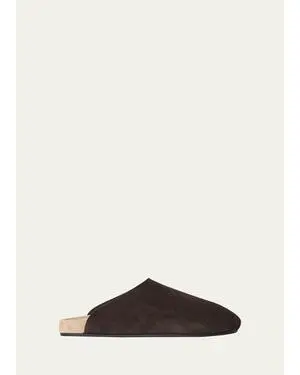 THE ROW THE ROW Hudson Suede Slide Mules Coffee