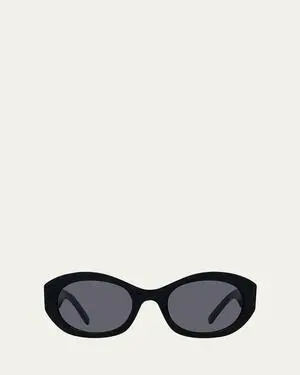 Givenchy Tortoise Acetate 4g Oval Sunglasses - Black Smoke