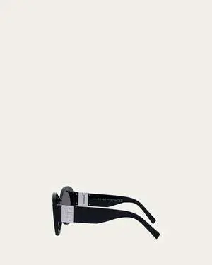 Givenchy Tortoise Acetate 4g Oval Sunglasses - Black Smoke