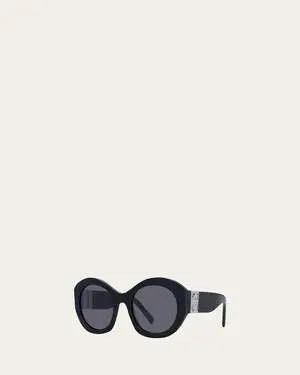 Givenchy Tortoise Acetate 4g Oval Sunglasses - Black Smoke