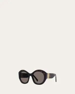 Givenchy Tortoise Acetate 4g Oval Sunglasses - Black Smoke