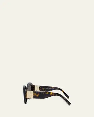 Givenchy Tortoise Acetate 4g Oval Sunglasses - Black Smoke