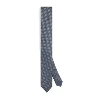 Giorgio Armani Silk Herringbone Neck Tie - Blue