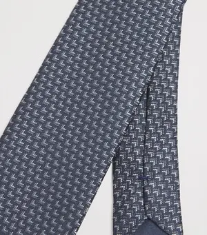 Giorgio Armani Silk Herringbone Tie - Blue