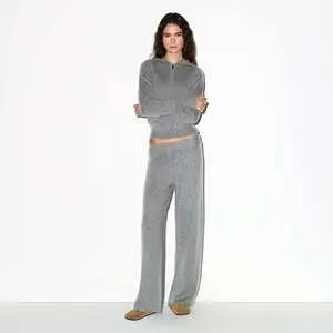 SKIMS Cashmere Wide Leg Pant - Dark Heather Grey