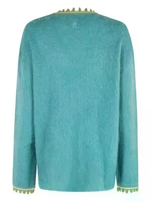 La DoubleJ Scalloped-trim Sweater - Blue