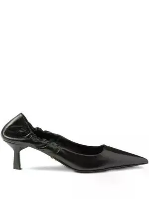 Prada 55mm Ruched-effect Pointed-toe Leather Pumps