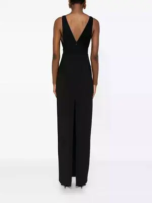 Elisabetta Franchi Sleeveless Maxi Gown With Crystal Embellishments
