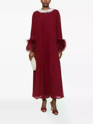 SELF-PORTRAIT Feather-trimmed Chiffon Midi Dress