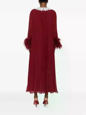 SELF-PORTRAIT Feather-trimmed Chiffon Midi Dress