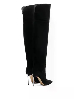Casadei 100mm Metallic-heel Over-the-knee Suede Boots - Black