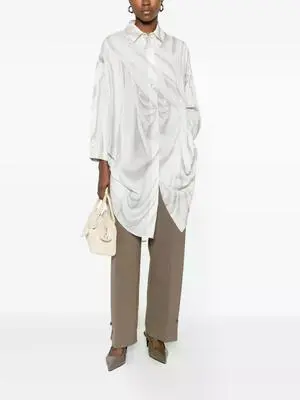 High Draped Button-front Shirt