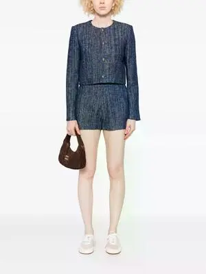 FRAME Tweed Button-up Jacket - Blue