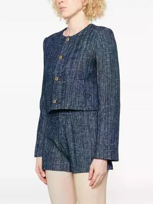 FRAME Tweed Button-up Jacket - Blue