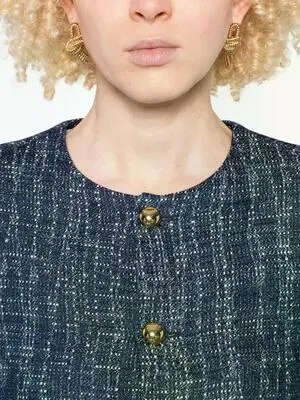 FRAME Tweed Button-up Jacket - Blue