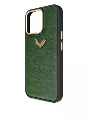 VELANTE Leather Logo-detal Iphone 16 Pro Max Phone Case - Green