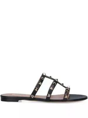 Valentino Garavani Rockstud Flat Slide Sandals - Black