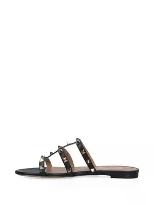 Valentino Garavani Rockstud Flat Slide Sandals - Black