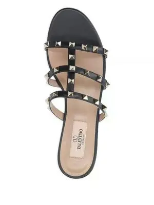 Valentino Garavani Rockstud Flat Slide Sandals - Black
